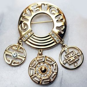 Givenchy | Jewelry | Vintage Givenchy Crystal Encrusted Logo Brooch ...